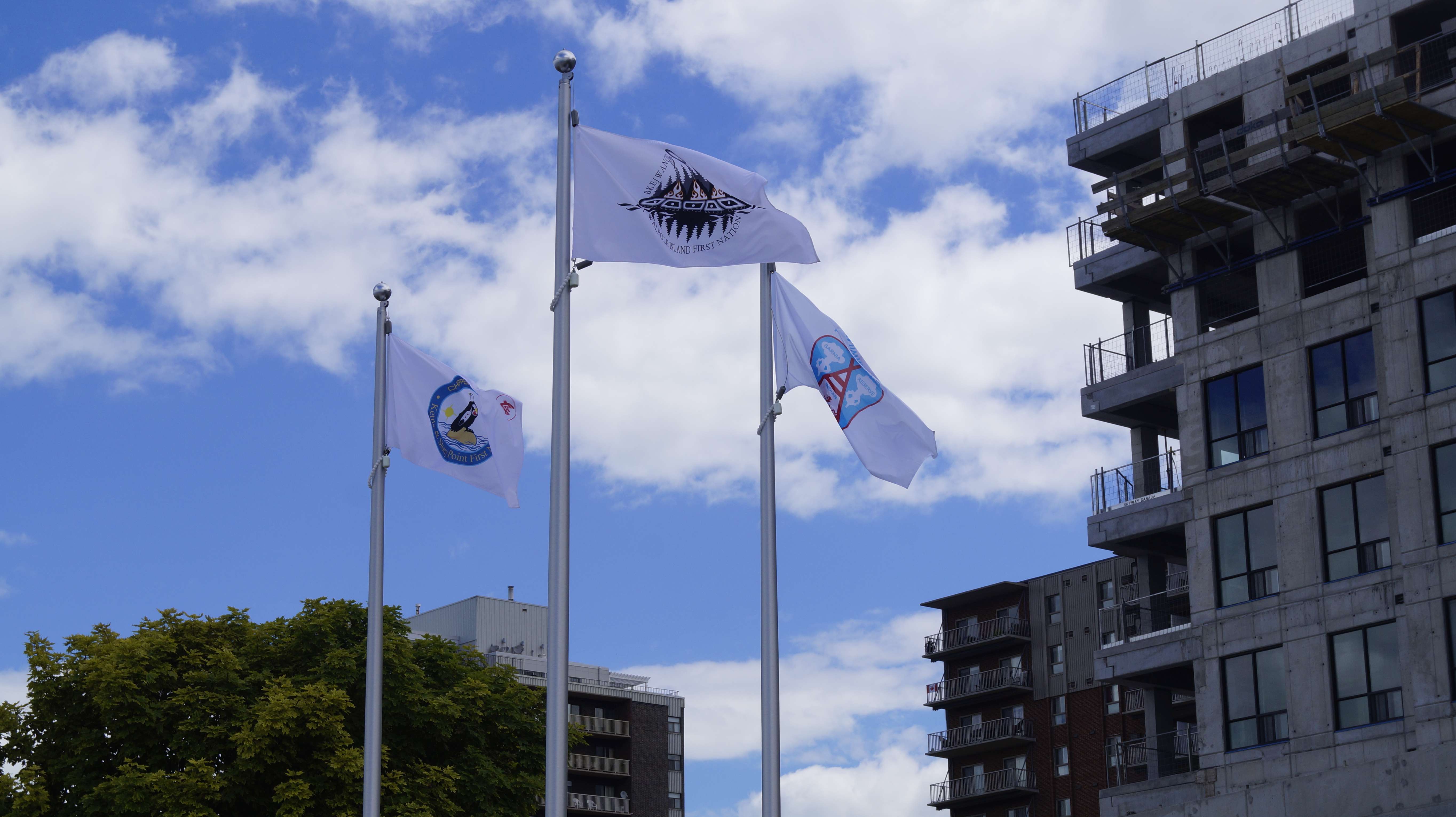 Unveiling ceremony held for Sarnia Indigenous flag plaza
