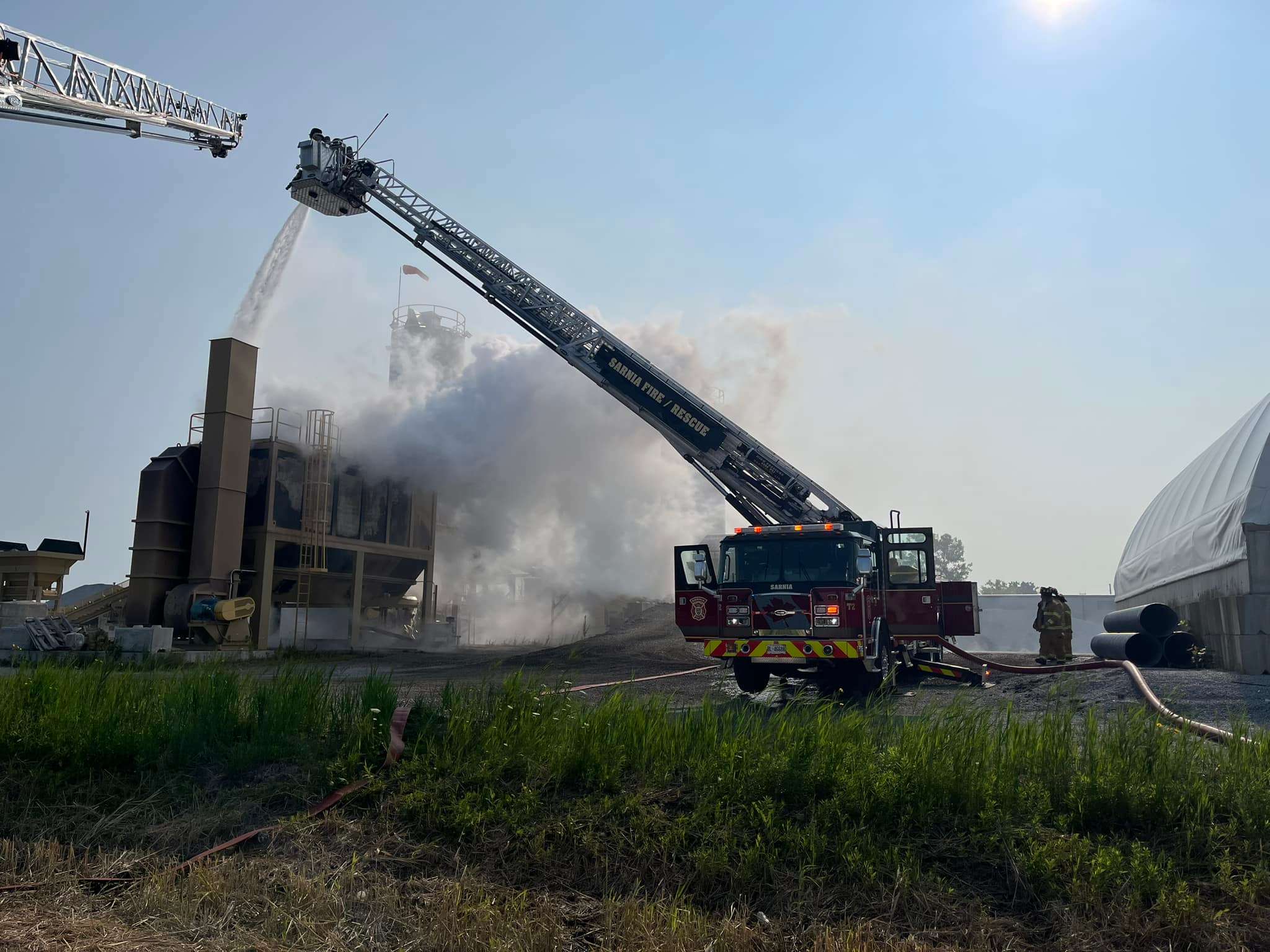 Large dust collector catches fire in Sarnia