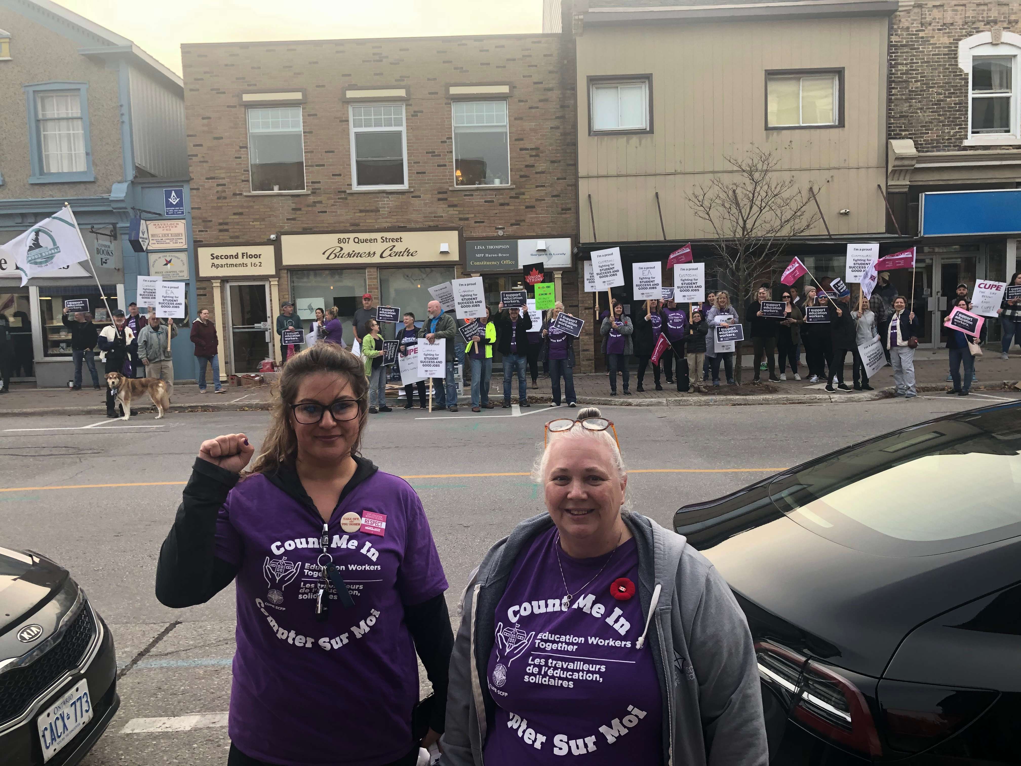 CUPE members protest in front of local MPP's office
