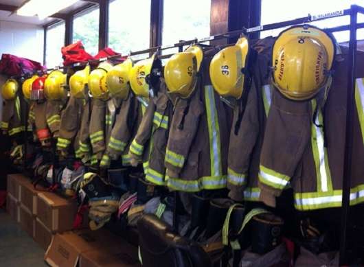 Firefighters battling a house fire near Amberly