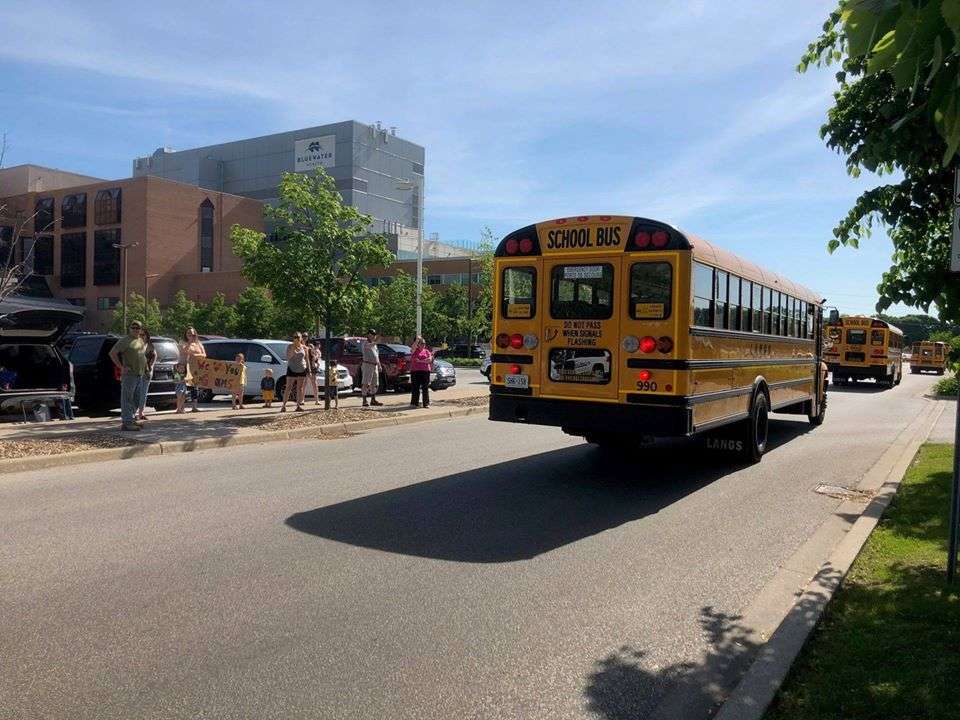 Parade of school buses celebrate life of longtime driver